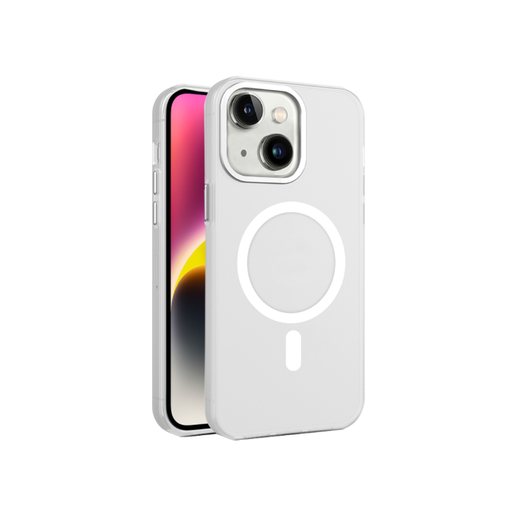 Gumiran magnetni ovitek (TPU Magnetic Frost) za Apple iPhone 15, bel ...